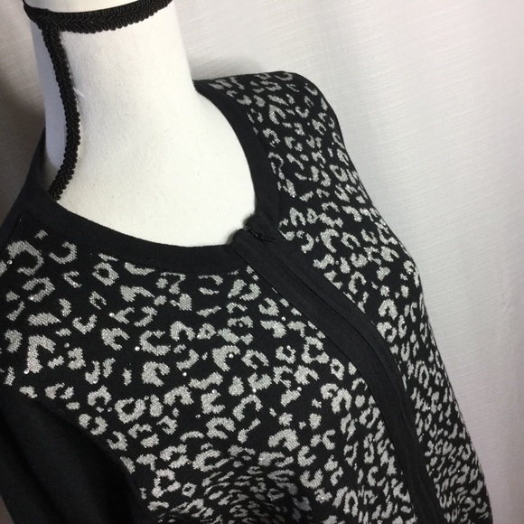Ruby Rd. | Sweaters | Ruby Rd Black Sweater Silver Glitter Animal Print ...